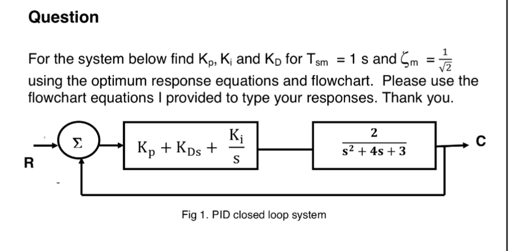 Solved QuestionFor the system below find Kp,Ki ﻿and KD ﻿for | Chegg.com