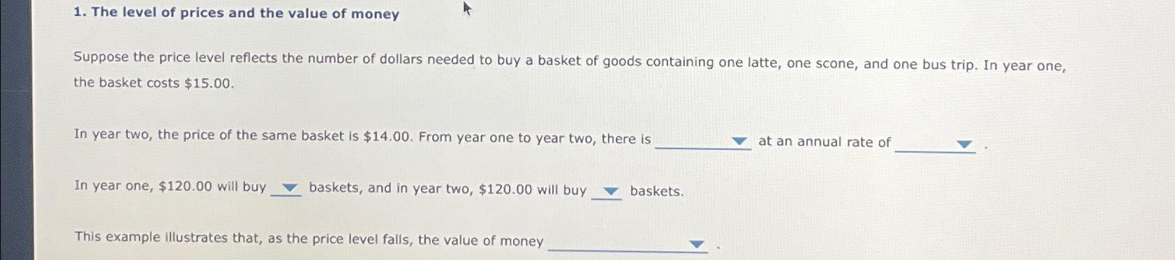 Solved The level of prices and the value of moneySuppose the | Chegg.com