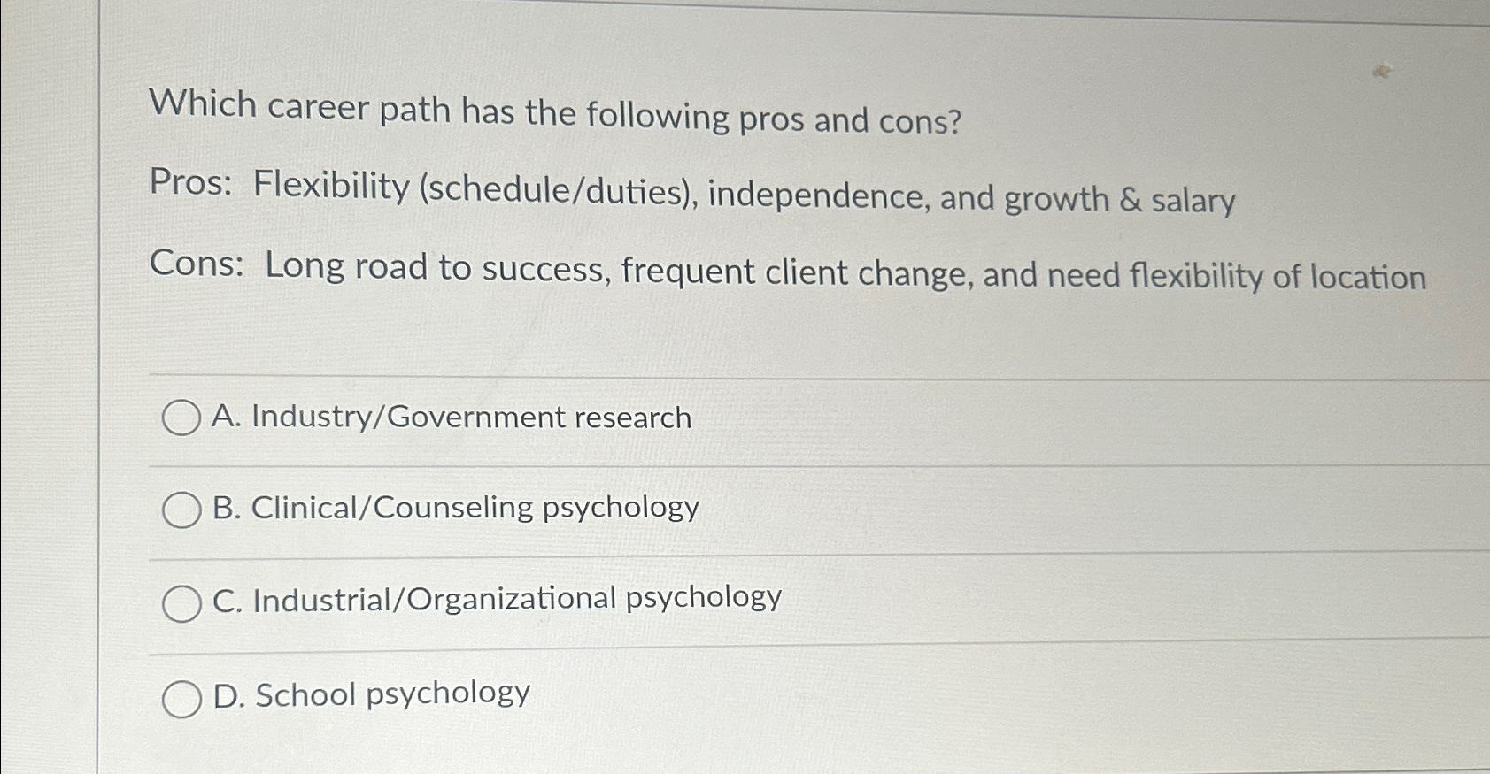 Solved Which career path has the following pros and | Chegg.com