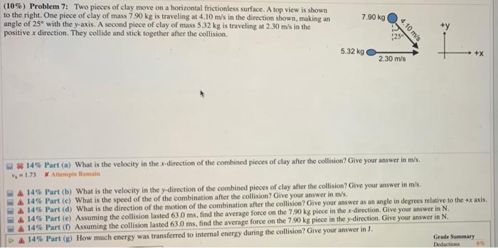 Solved (10\%) Problem 7: Two pieces of clay move on a | Chegg.com