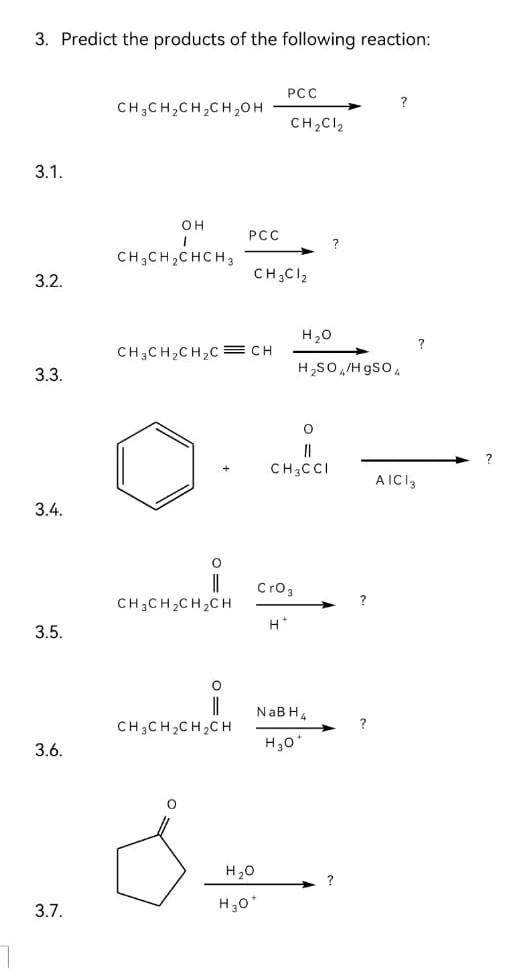 Solved 3. Predict the products of the following reaction: | Chegg.com