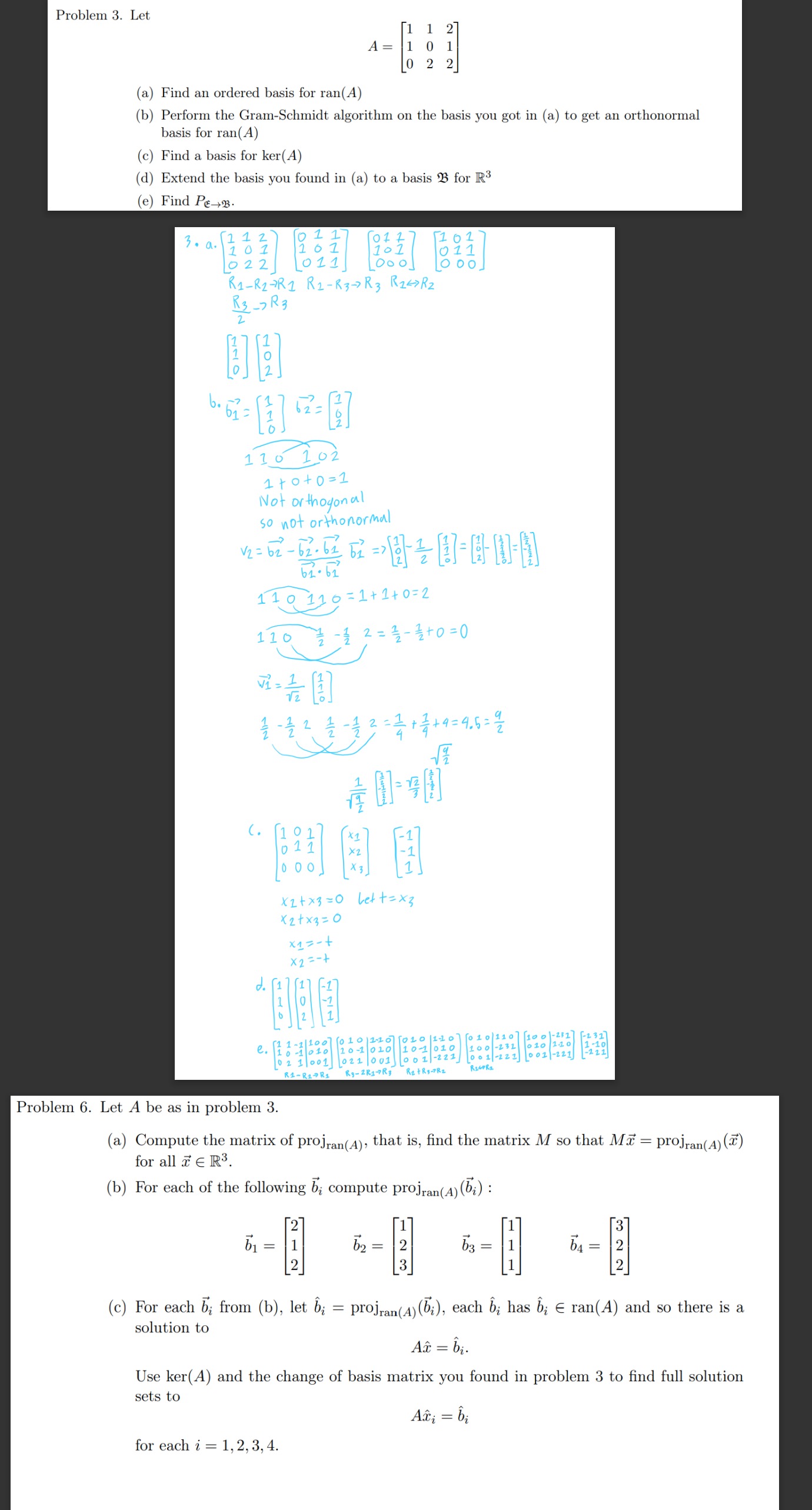 Solved Problem 6. ﻿Let A ﻿be as in problem 3.(a) ﻿Compute | Chegg.com