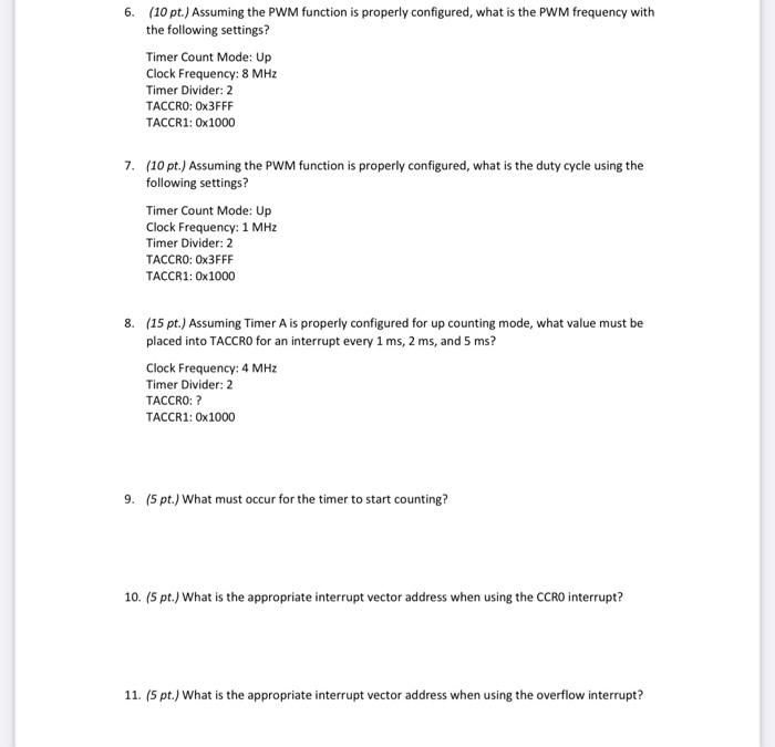 6. (10 pt.) Assuming the PWM function is properly | Chegg.com