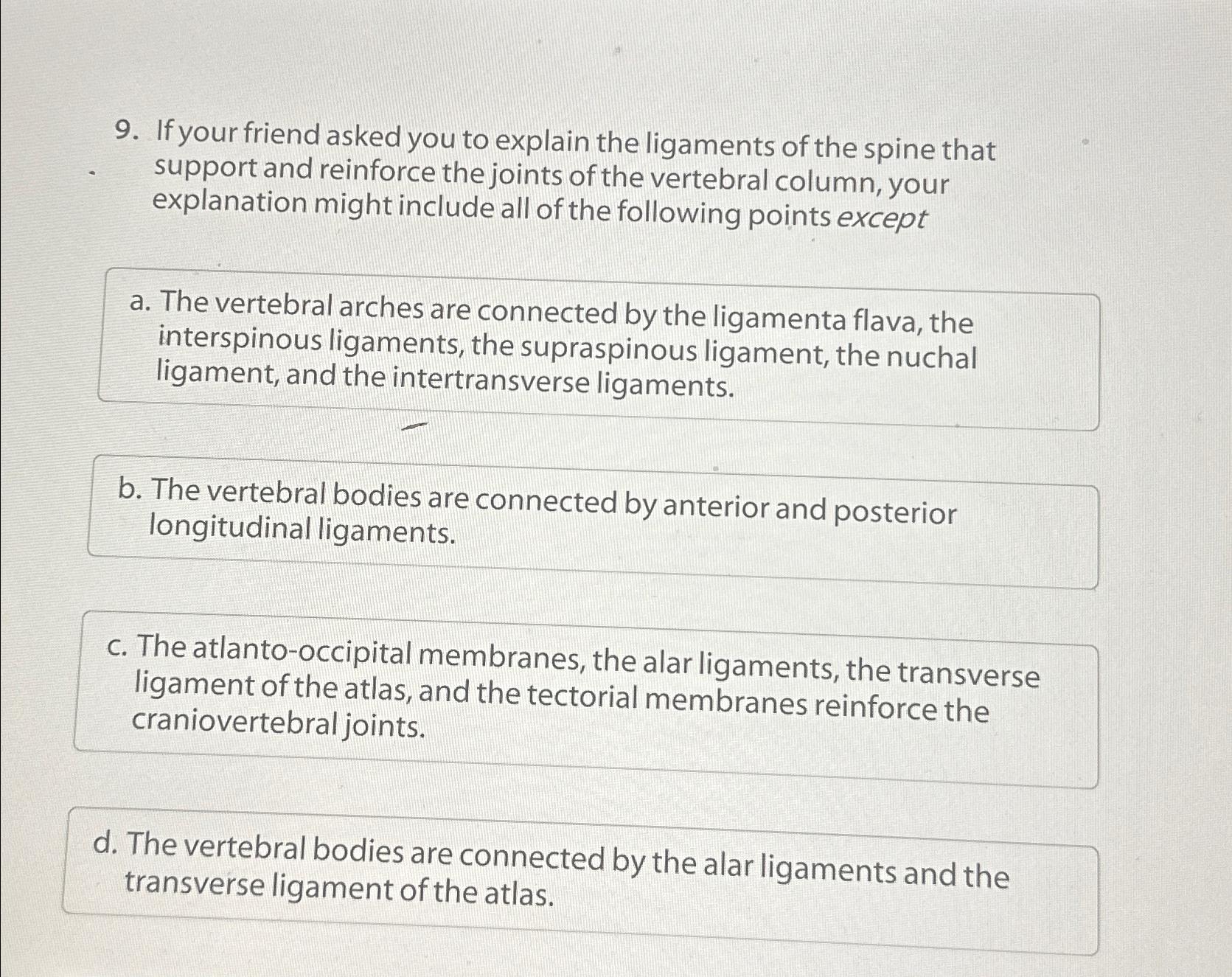 Solved If your friend asked you to explain the ligaments of | Chegg.com