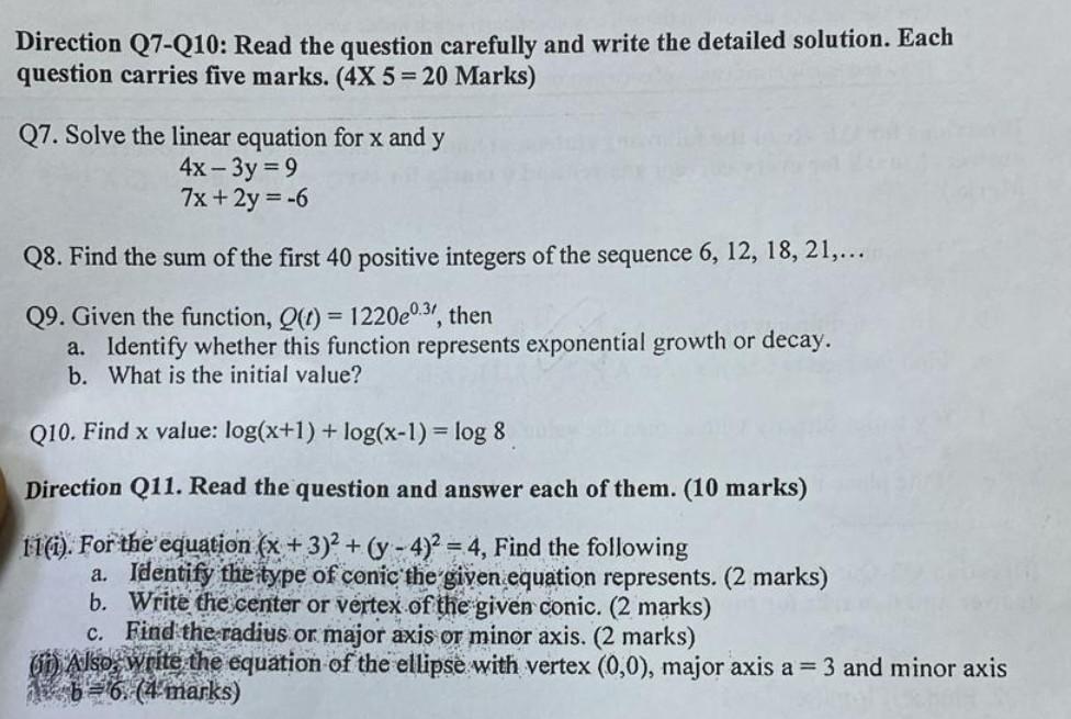 Solved Direction Q7-Q10: Read the question carefully and | Chegg.com