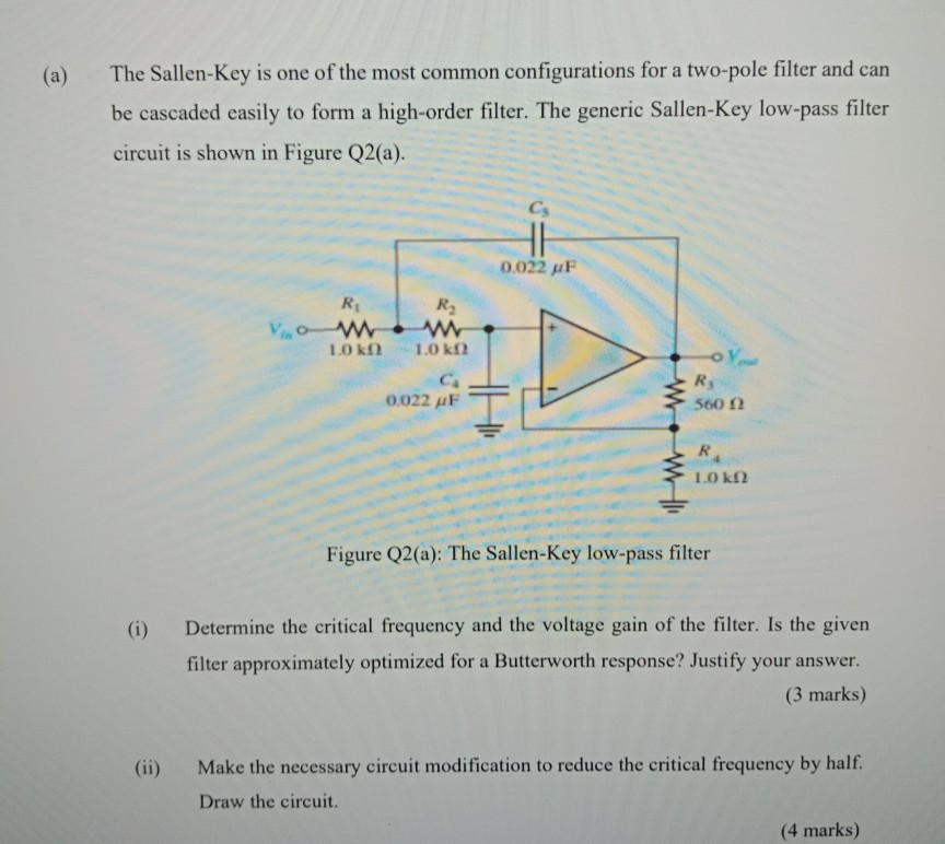 Solved (a) The Sallen-Key is one of the most common | Chegg.com