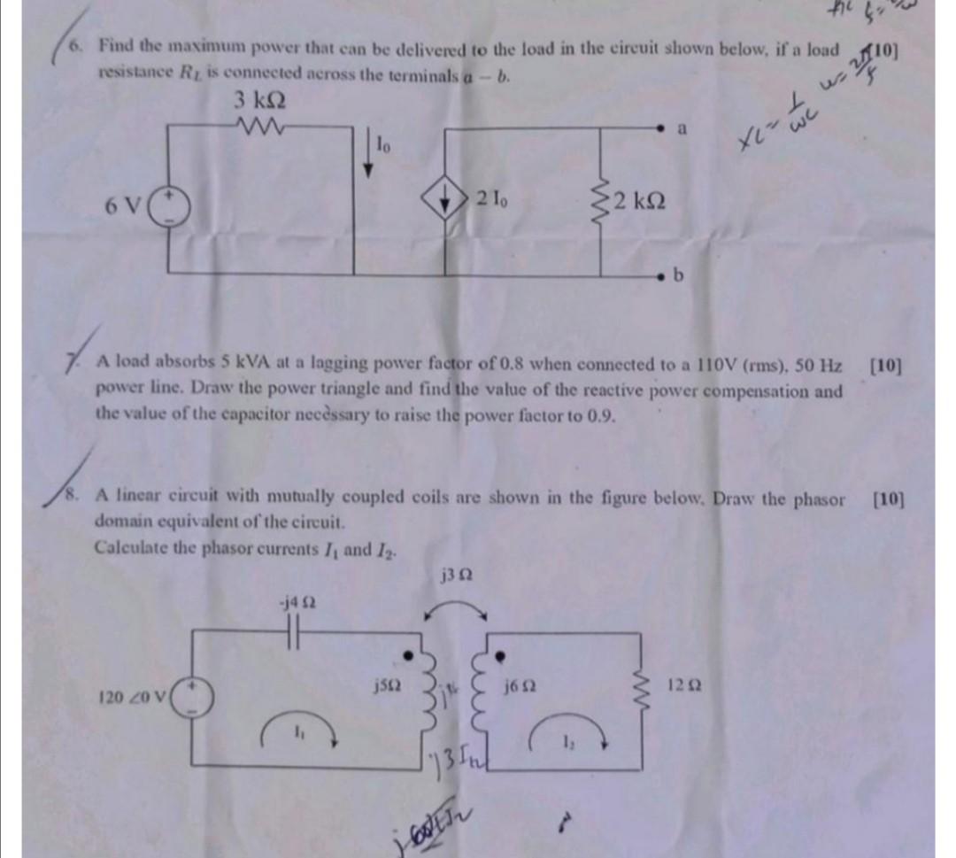 Solved 6. Find the maximum power that can be delivered to | Chegg.com
