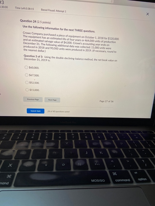 Solved 2:30:00 Time Left:0:38:15 Bassel Fouad Attempt 1 | Chegg.com