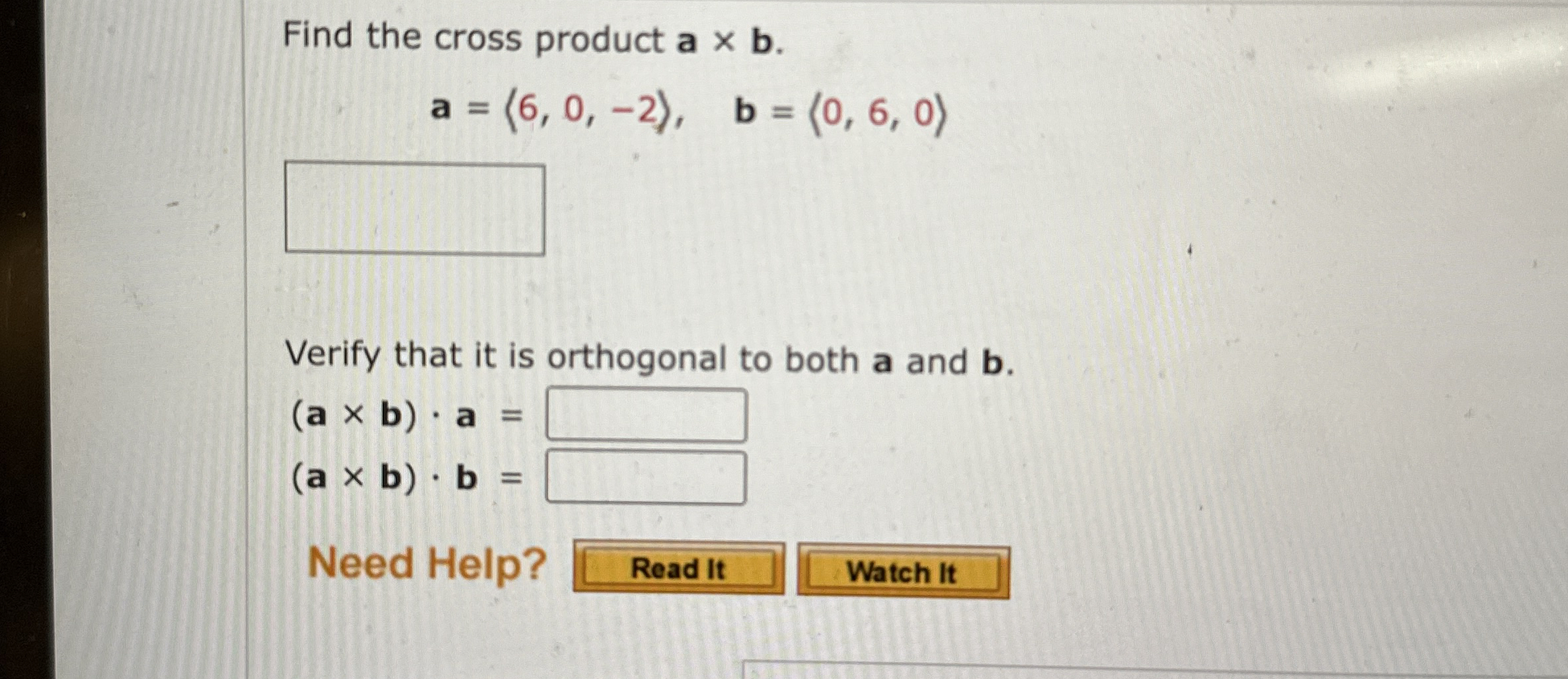 Find the cross product | Chegg.com