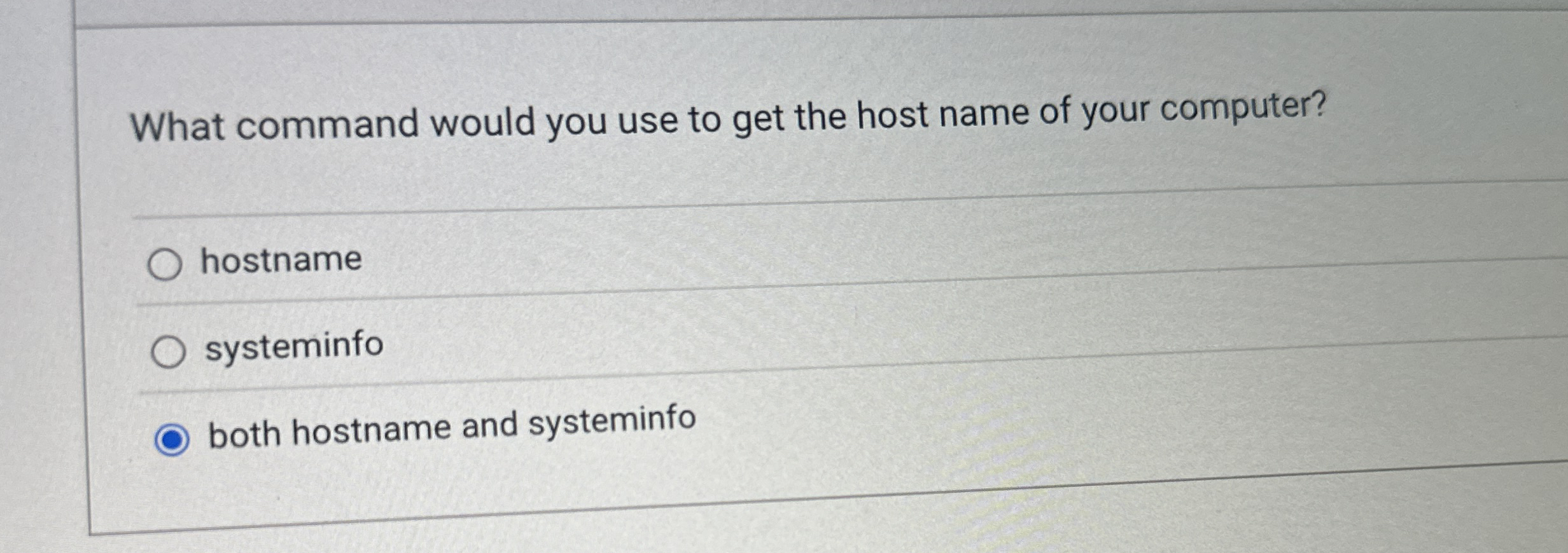 Solved What command would you use to get the host name of | Chegg.com