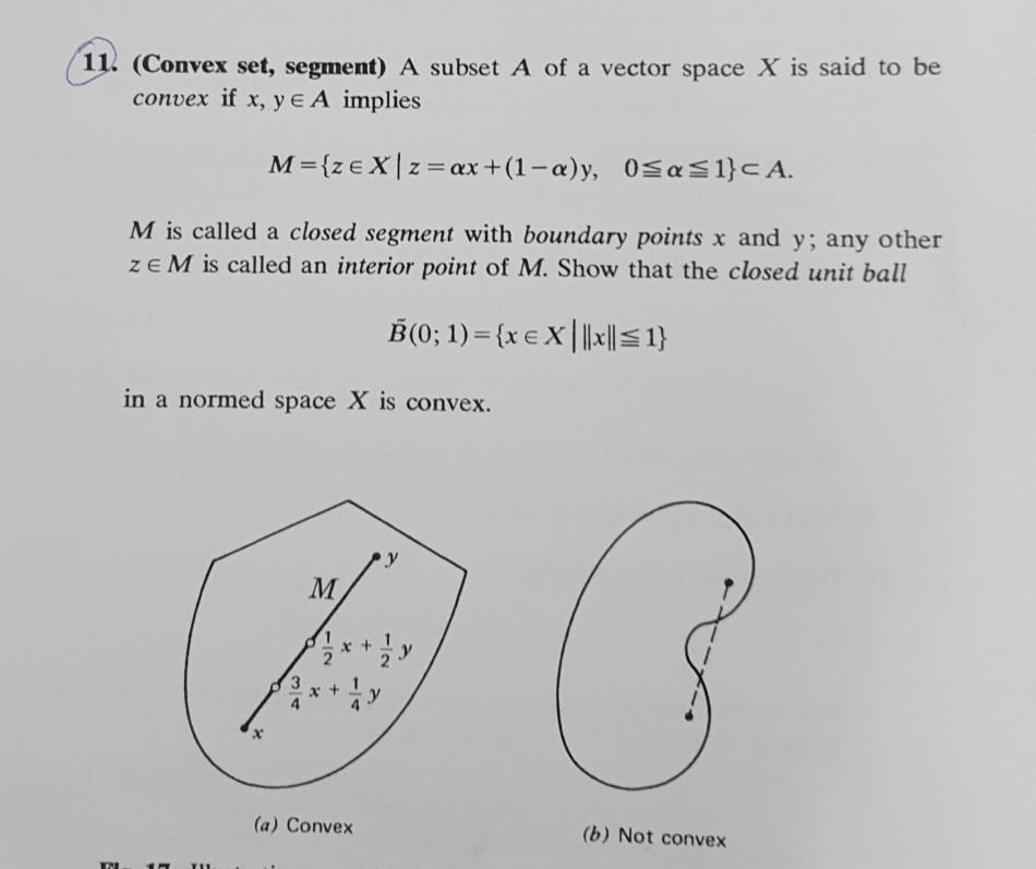 Solved 11. (Convex set, segment) A subset A of a vector | Chegg.com