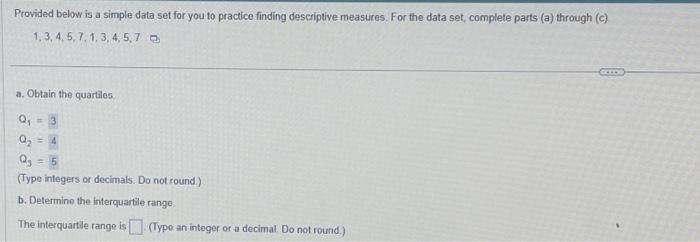 Solved Provided below is a simple data set for you to | Chegg.com