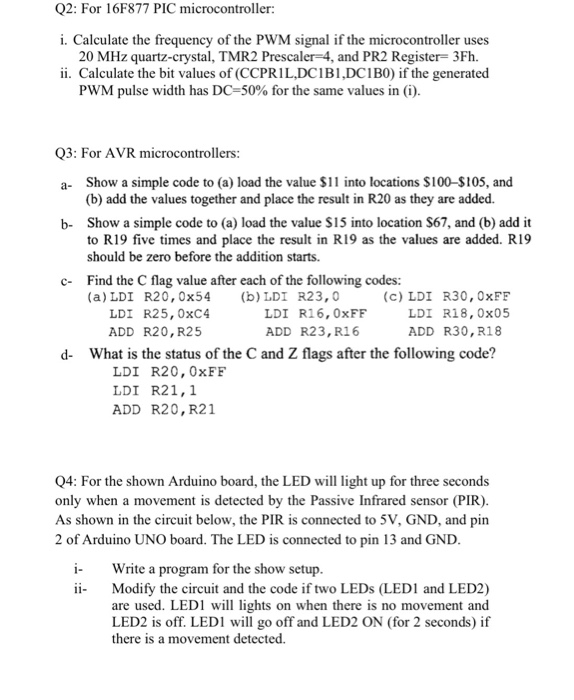 Q2: For 16F877 PIC microcontroller: i. Calculate the | Chegg.com