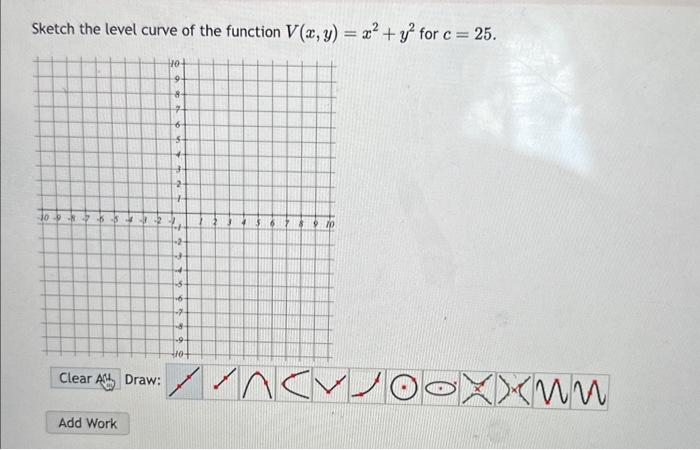 Solved Sketch the level curve of the function V(x,y)=x2+y2 | Chegg.com