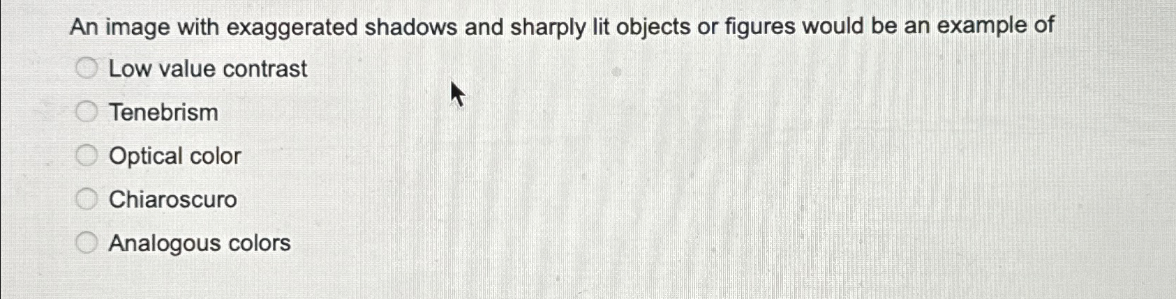 Solved An image with exaggerated shadows and sharply lit | Chegg.com