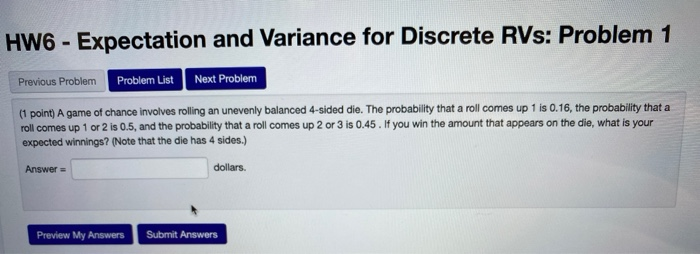 Solved HW6 - Expectation and Variance for Discrete RVs: | Chegg.com