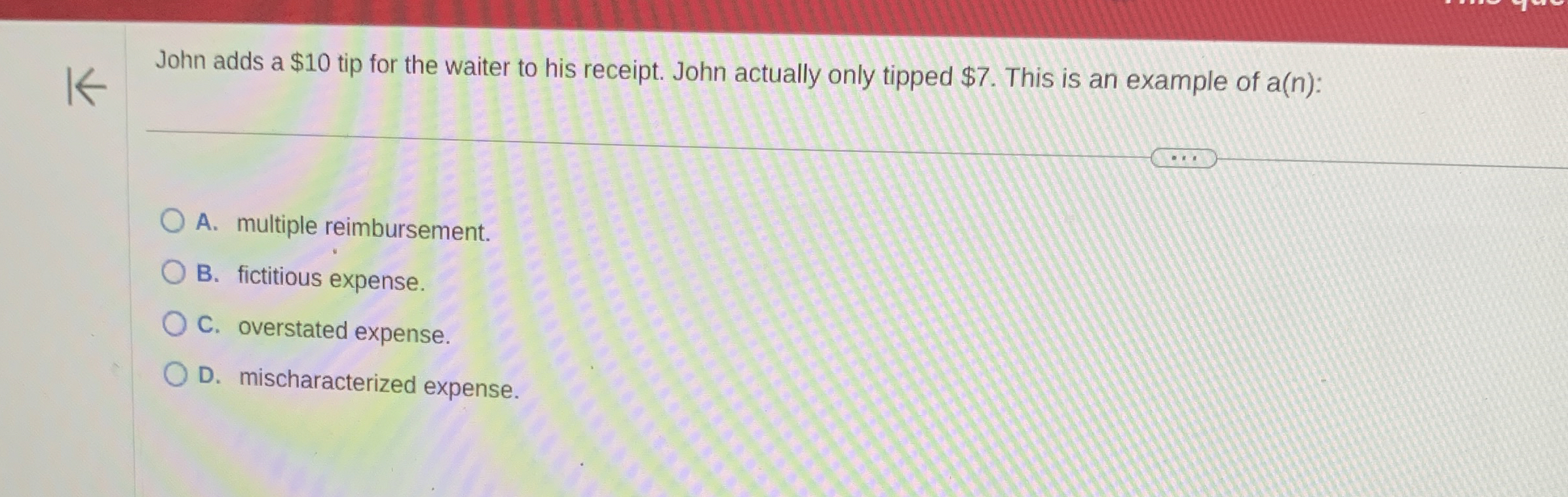 Solved John adds a $10 ﻿tip for the waiter to his receipt. | Chegg.com