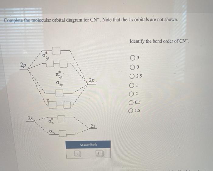 Solved Complete the molecular orbital diagram for CN. Note | Chegg.com