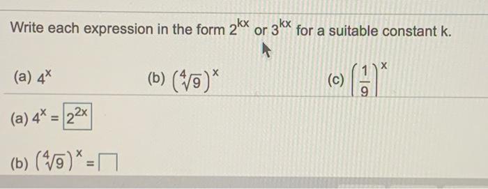Solved Write each expression in the form 2kx or 3kx for a | Chegg.com