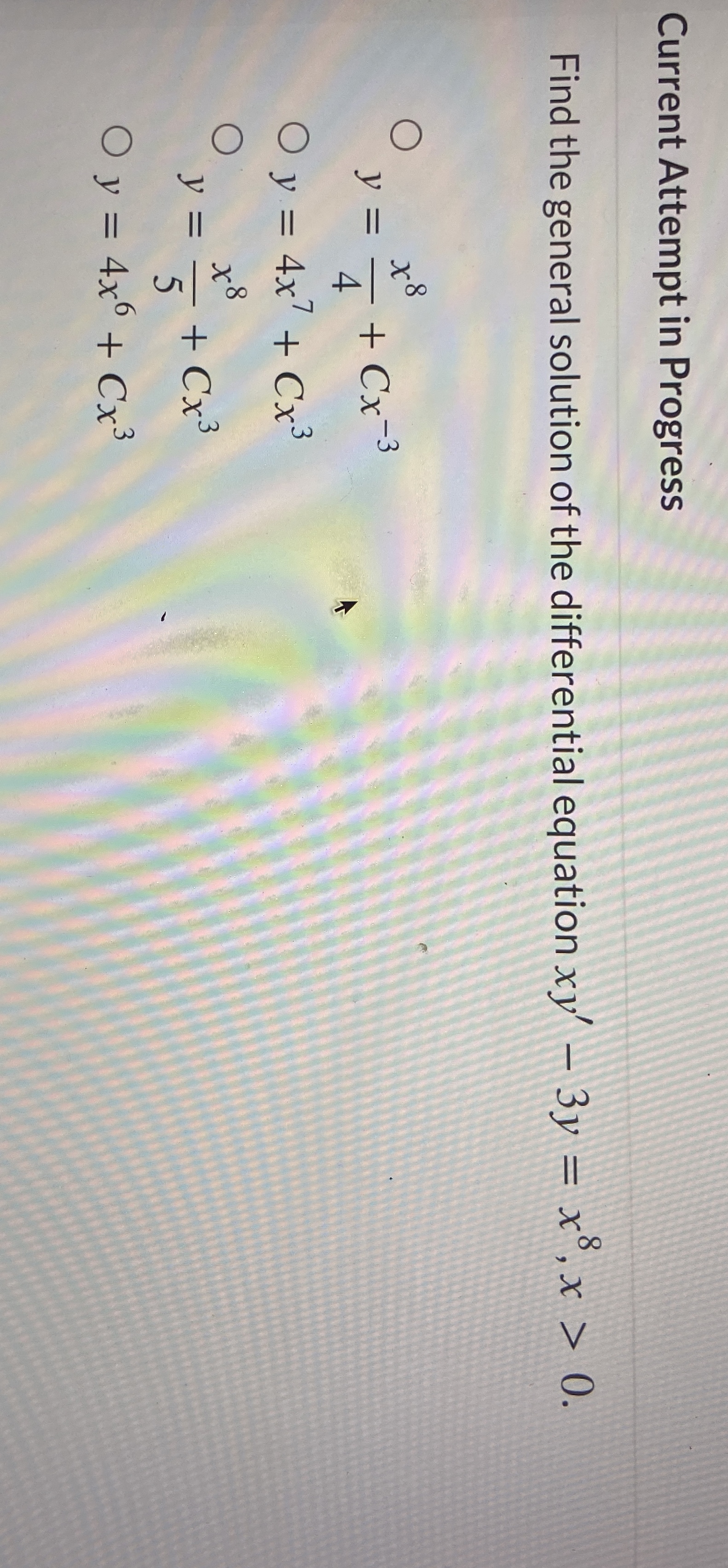 Solved Current Attempt in ProgressFind the general solution | Chegg.com