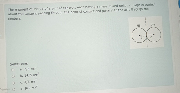 Solved The moment of inertia of a pair of spheres, each | Chegg.com