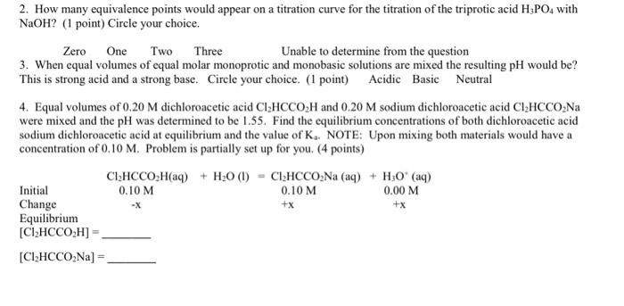 Solved 2. How many equivalence points would appear on a | Chegg.com