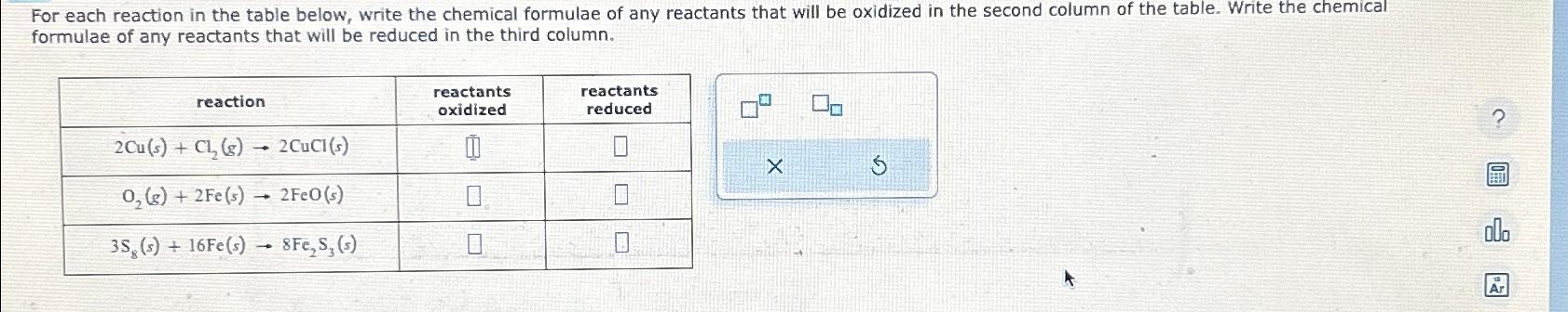 Solved formulae of any reactants that will be reduced in the | Chegg.com