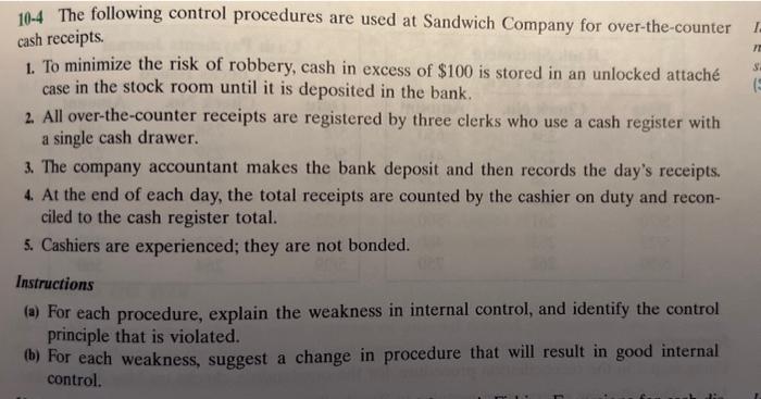Solved 10-4 The following control procedures are used at | Chegg.com