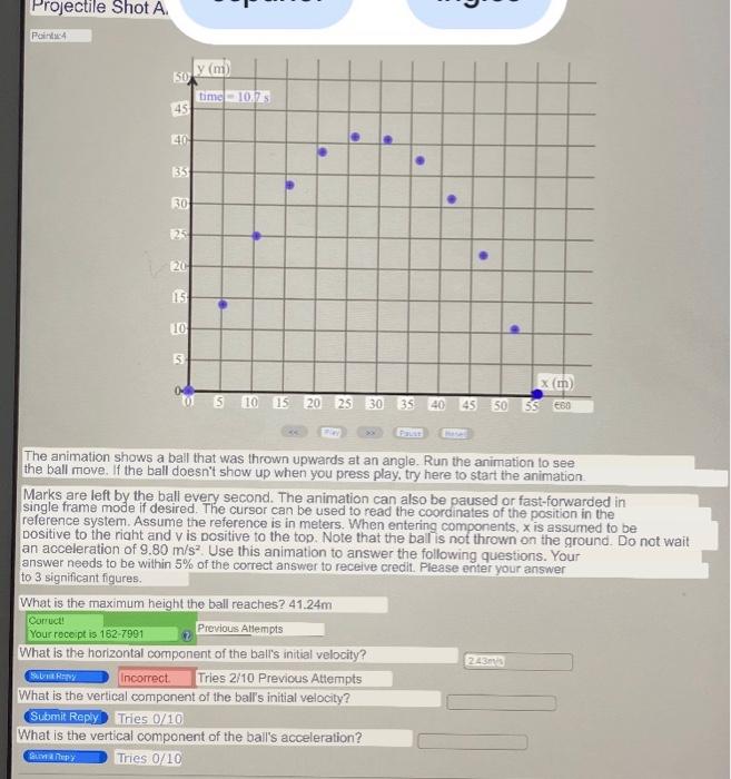 Solved the ball move. If the ball doesn't show up when you | Chegg.com