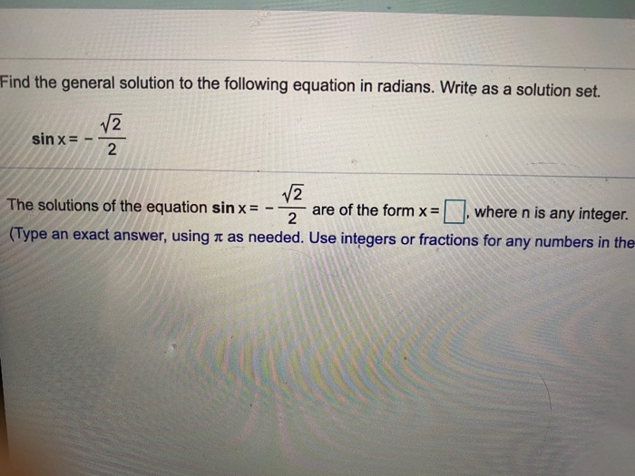 Solved Find the general solution to the following equation | Chegg.com