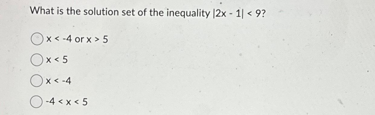 Solved What is the solution set of the inequality | Chegg.com