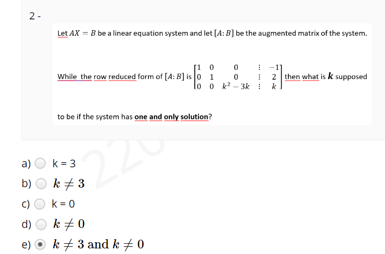 Solved Let Ax=B ﻿be a linear equation system and let A:B ﻿be | Chegg.com