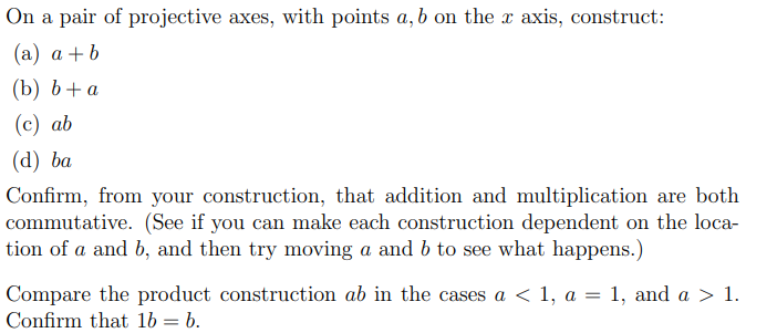 Solved On a pair of projective axes, with points a,b ﻿on the | Chegg.com