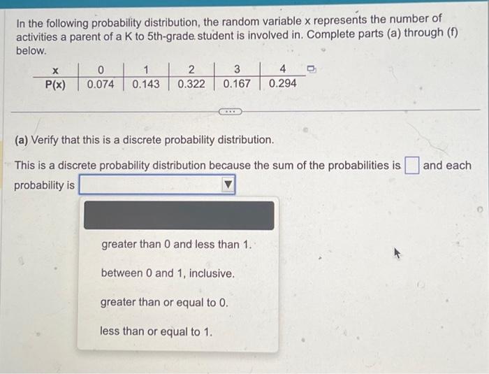 Solved In the following probability distribution, the random | Chegg.com