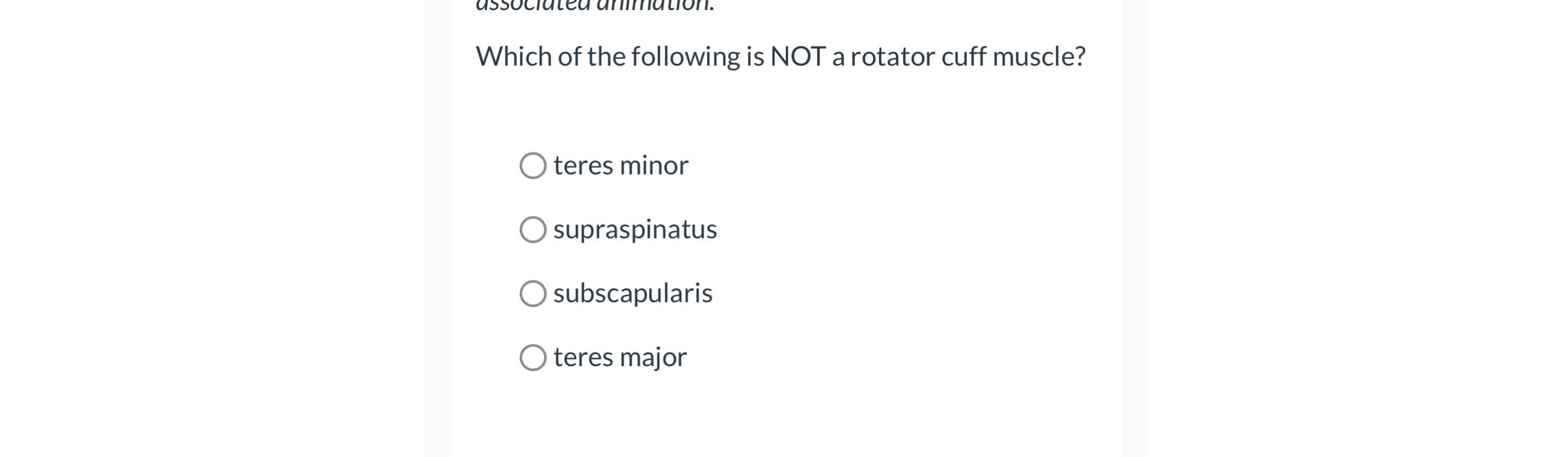 Solved Which of the following is NOT a rotator cuff | Chegg.com