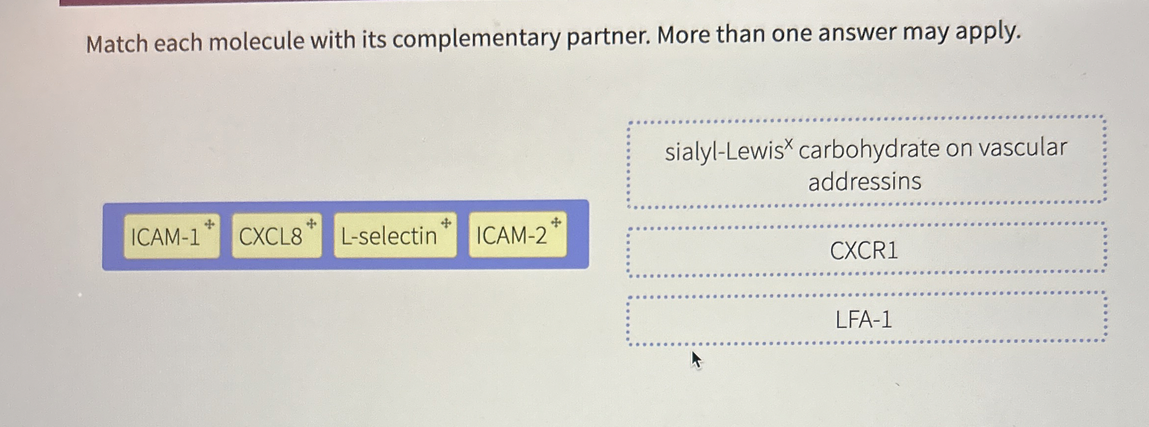 Solved Match each molecule with its complementary partner. | Chegg.com