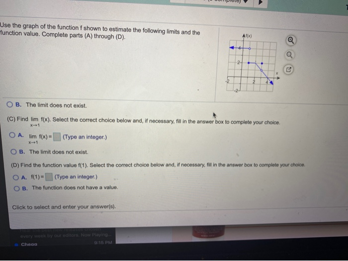 Solved Use the graph of the function f shown to estimate the | Chegg.com