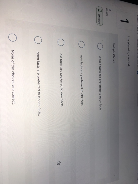 Solved in a planning context Multiple Choice points 8 | Chegg.com