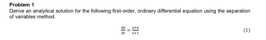 Solved Problem 1derive An Analytical Solution For The