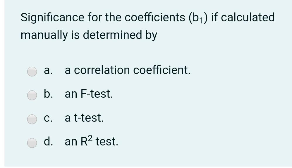Solved Significance for the coefficients (b) if calculated | Chegg.com