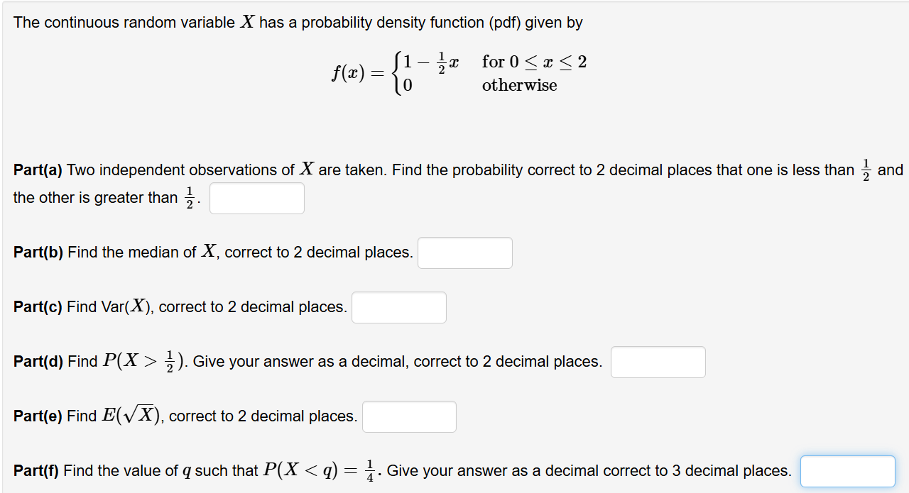 Solved The continuous random variable x ﻿has a probability | Chegg.com
