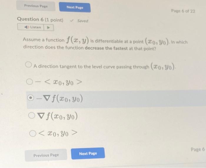 Solved Previous Page Question 6 (1 point) Listen Next Page | Chegg.com