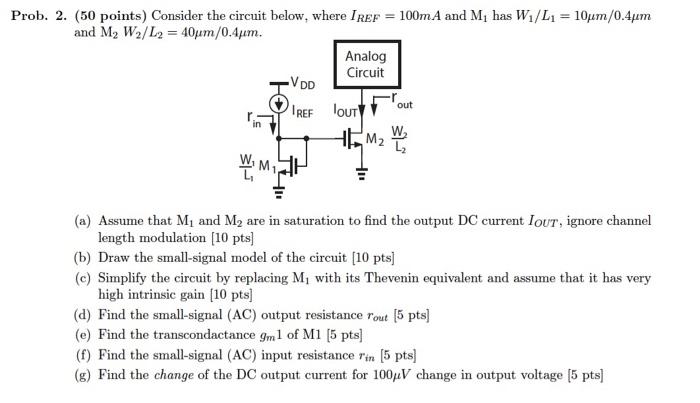 Solved MOS transistor parameters for all problems Cox | Chegg.com