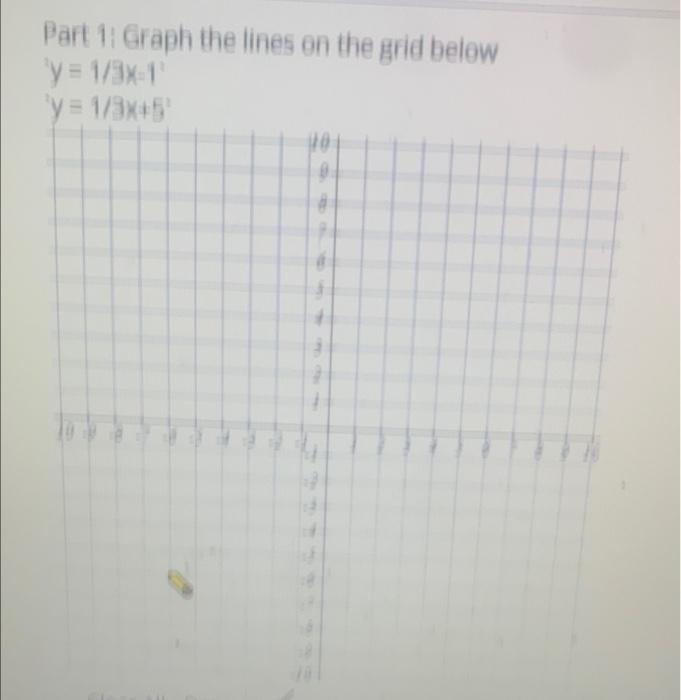 Solved Part 1: Graph the lines on the grid below 'y=1/3x:1 | Chegg.com