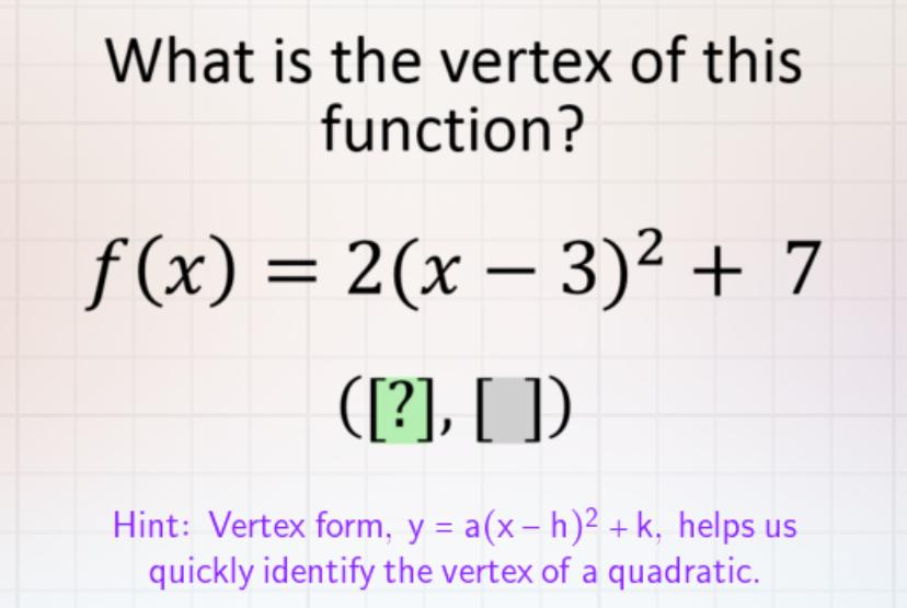 Solved What is the vertex of this function?])[[Hint: Vertex | Chegg.com