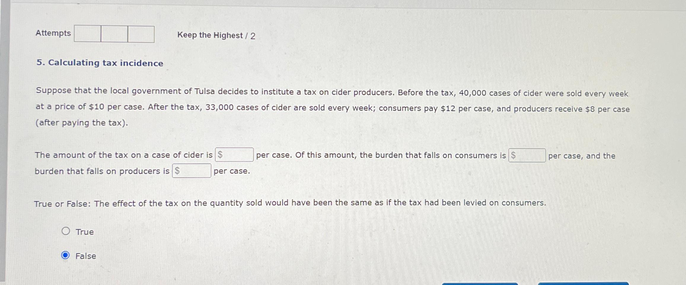 Solved AttemptsKeep the Highest / 25. ﻿Calculating tax | Chegg.com