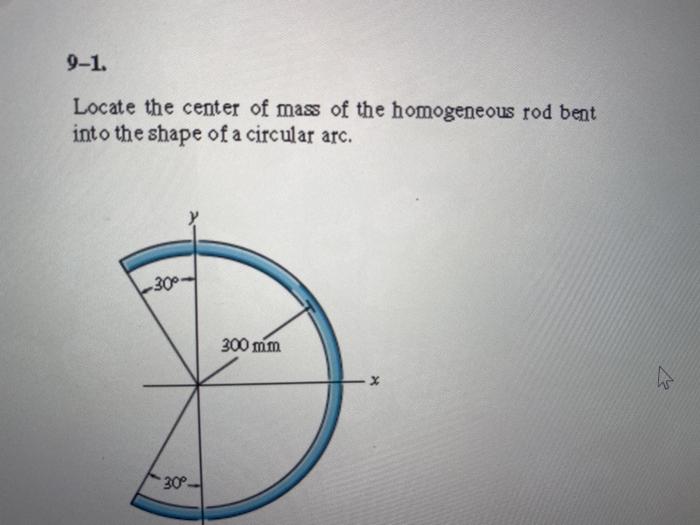 Solved 9-1. Locate the center of mass of the homogeneous rod | Chegg.com