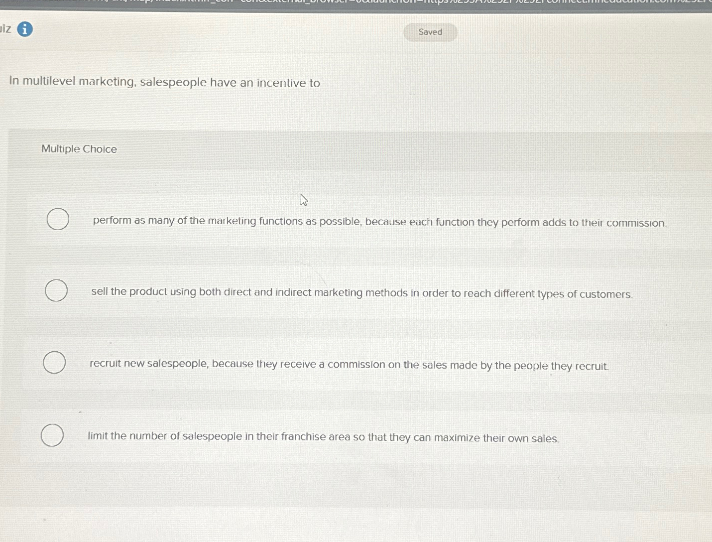 Solved In multilevel marketing, salespeople have an | Chegg.com