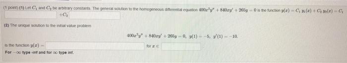 Solved (1 point) (1) Let C, and C, be arbitrary constants. | Chegg.com