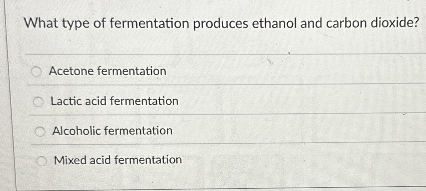 What type of fermentation produces ethanol and carbon | Chegg.com